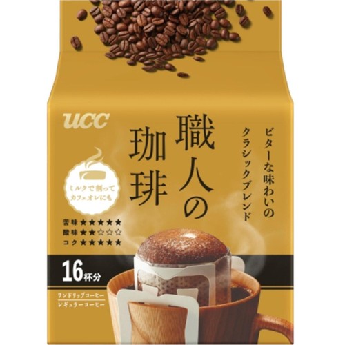 UCC上島珈琲 【ワンドリップコーヒー】職人の珈琲 ビターな味わいのクラシックブレンド 7g x 16袋 Green Beans | グリーンビーンズ by AEON