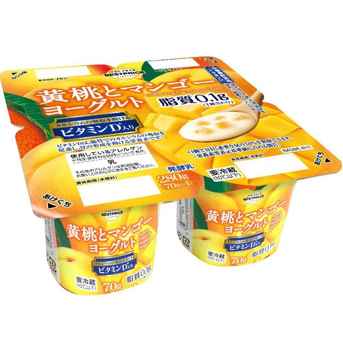 黄桃とマンゴーヨーグルト 70g x 4個 トップバリュ ベストプライス Green Beans | グリーンビーンズ by AEON
